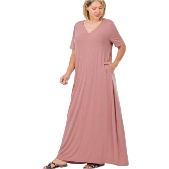 Zenana Outfitters | Dresses | New Zenana Plus Size Lt Rose Short Sleeve ...